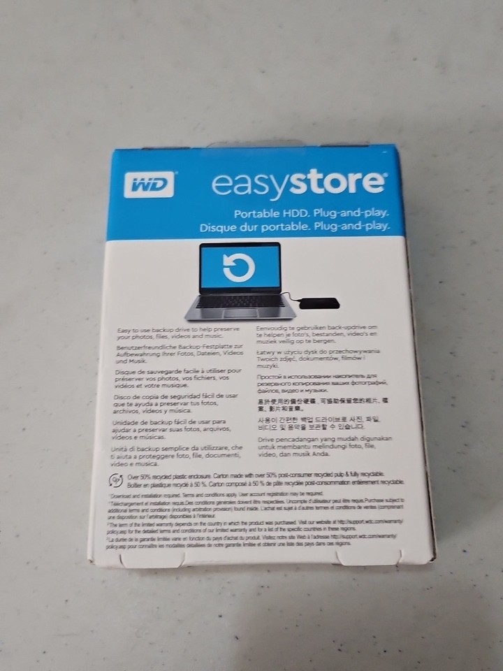 New WD Easystore WDBAJN0010BBK 1TB External USB 3.0 Portable HD Black 718037880136| eBay