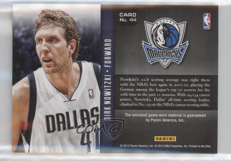 2012-13 Prestige Inside the Numbers Materials Dirk Nowitzki #44 HOF | eBay