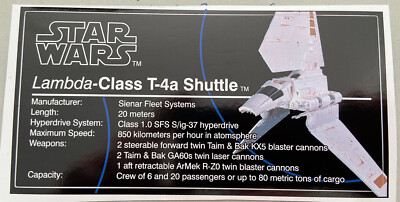 Star Wars UCS Sticker for MOC Lambda-Class T-4a Shuttle (not 10212 ...
