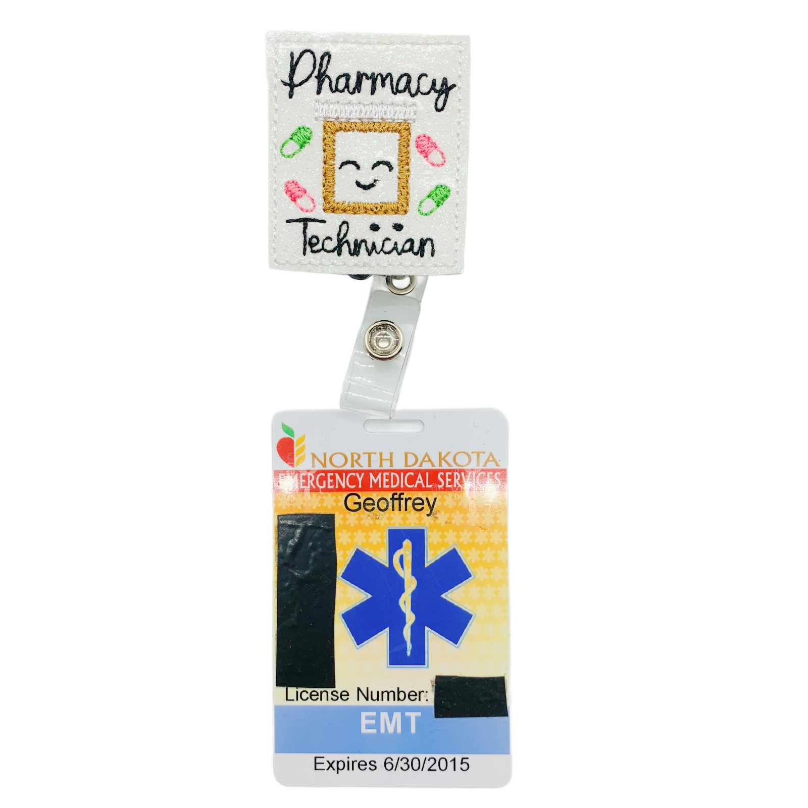 Pharmacy Technician Badge Reel Beaded RX ID Holder Pharmacist Name Tag ...
