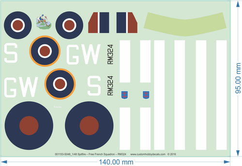 Spitfire – Free French Squadron – RM324 - 1/48 - Water Decal | eBay ...