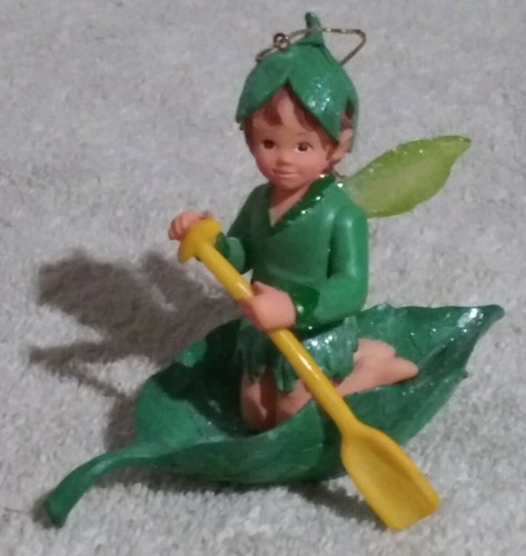 Vintage Elf/Fairy Rowing a Leaf Boat Figurine Ornament | eBay