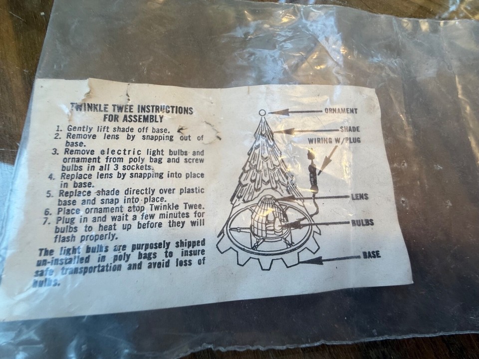 Vtg TWINKLE TWEE Christmas Tree Hadar Celluloid Glitter Lighted Working ...