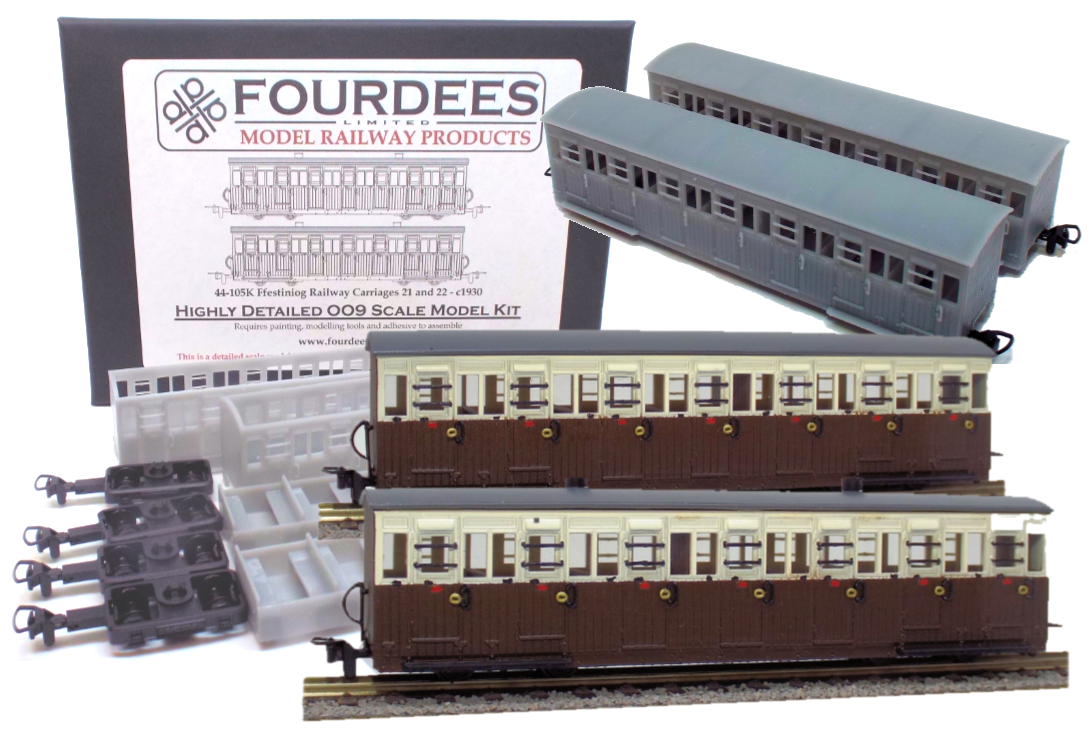 Fourdees Ltd Ffestiniog Railway Carriages 21 and 22 009 / OO9 Scale Kit ...