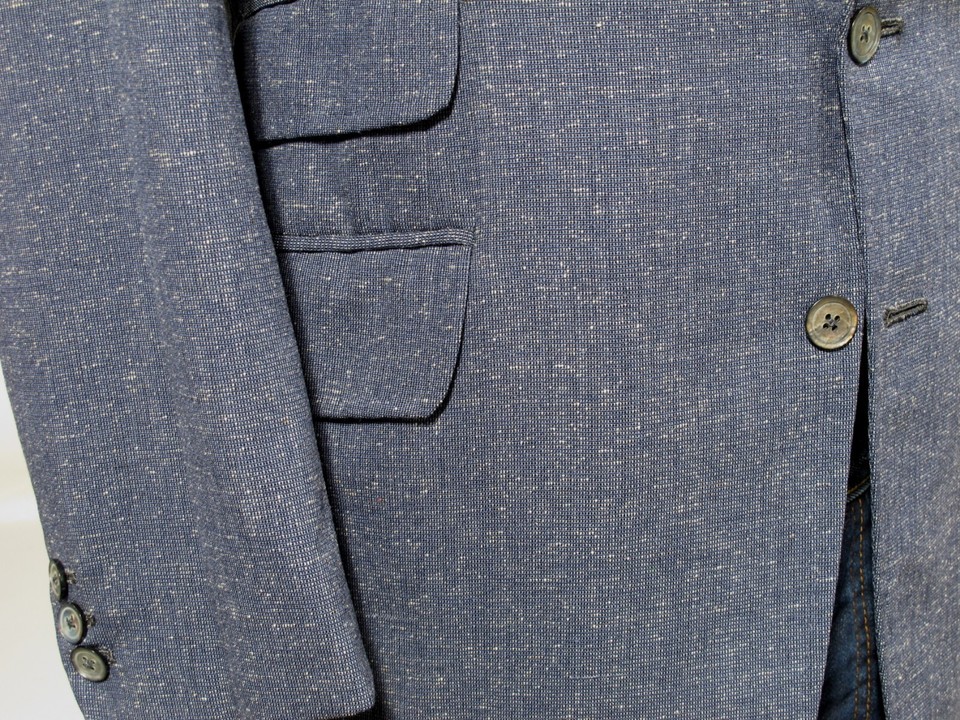 Tailored Sport Coat 38 39 S Blue Silk & Wool Hand Made Alexandre Savile ...