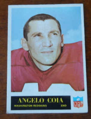 1965 PHILADELPHIA FOOTBALL #186 ANGELO COIA WASHINGTON REDSKINS EX A ...