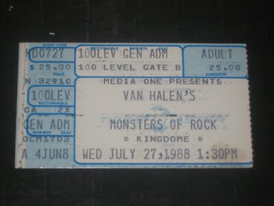 VAN HALEN 1988 MONSTERS OF ROCK TICKET STUB**SEATTLE KINGDOME ...