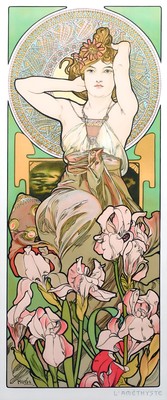 Amethyst 1900 Alphonse Mucha Stones Series Drawing Painting Poster Art ...