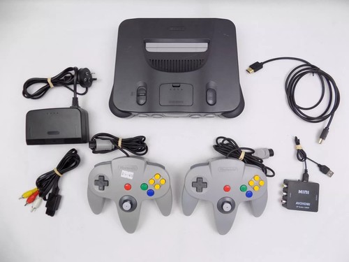 Nintendo 64 N64 Console + HDMI + AV + 2 Controllers + MARIO GOLF TENNIS ...
