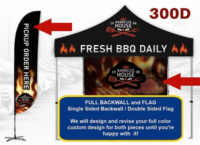Custom 300D Full Backwall and 11 ft Flag Accessory Combo for your 10 x ...