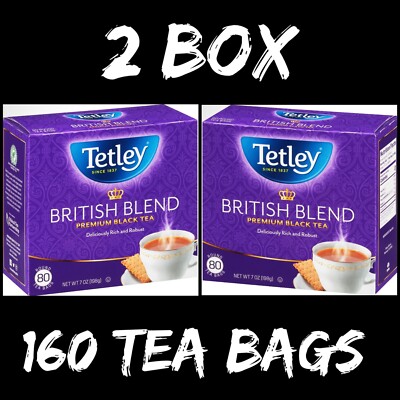 Tetley British Blend Premium Black Tea 2 BOX 160 Bags Deliciously Rich ...