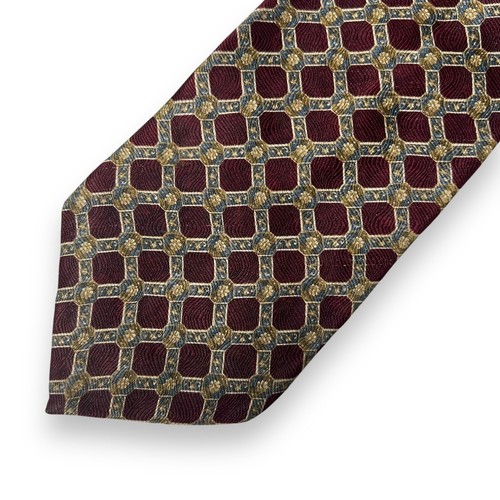 Mens Red Gold Chain link Pattern Geoffrey Bean Necktie | eBay