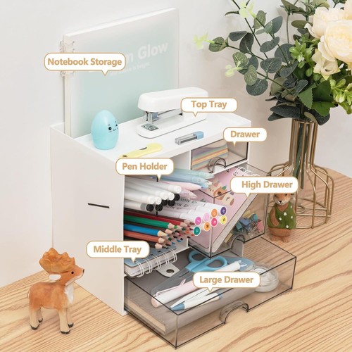 Desk Organizer 3 Drawer Multi-Functional Pencil Pen Holder | eBay