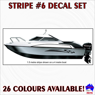 1.5m Stripe #6 decal sticker set.Fishing boat,half cabin,tinny,marine ...