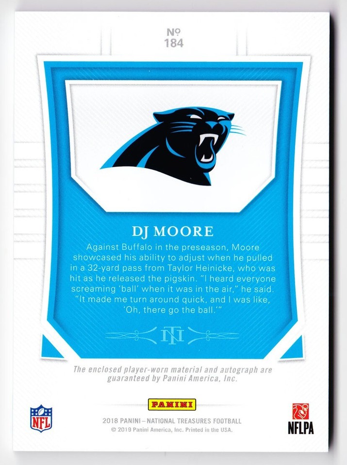 DJ Moore 2018 National Treasures TRUE RPA RC Patch Auto 94/99 - Rookie ...