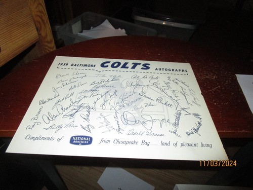 1957 Baltimore Colts Facsimile autograph National Boh Beer Football Ad ...