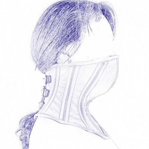 PU Leather Locking Neck Corset Collar Posture Harness Cosplay Binding ...