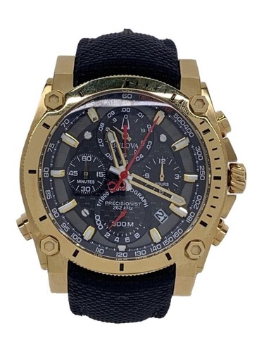 BULOVA 97B178 Precisionist Chronograph Quartz Watch Analog Gold Black ...