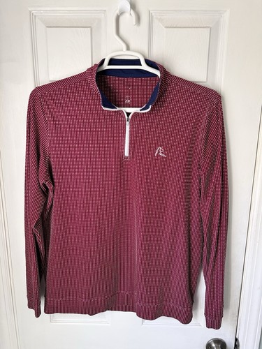 Rhoback Mens 1/4 Zip Qzip Pullover Maroon Red W/ White Dots Navy Collar ...