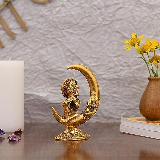Baby Krishna Idol Murti Statue for Home Puja Decor - Gold Plated ...