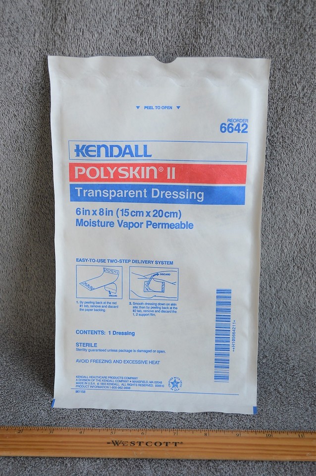 8PC KENDALL POLYSKIN II STERILE TRANSPARENT WOUND DRESSINGS ~6" X 8 ...