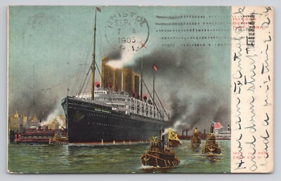 Ocean Liner SS Kaiser Wilhelm II Harbor Scene New York 1905 Postcard | eBay
