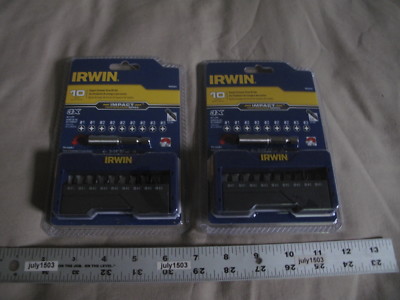 (2) NEW Irwin 10 pc Impact Fastener Drive Bit Set Phillips #1 #2 #3 ...