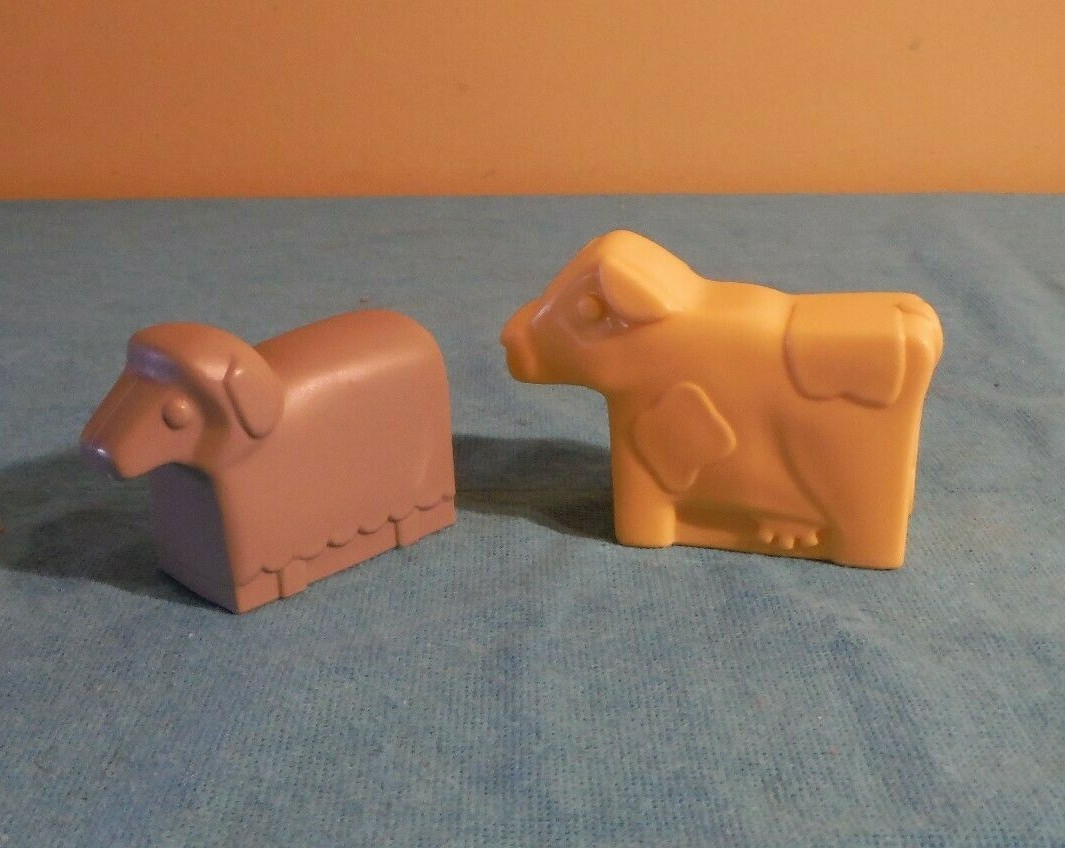 Set of 2 Vintage RITVIK Mega Tech Bloks Brown Sheep and Yellow Cow ...