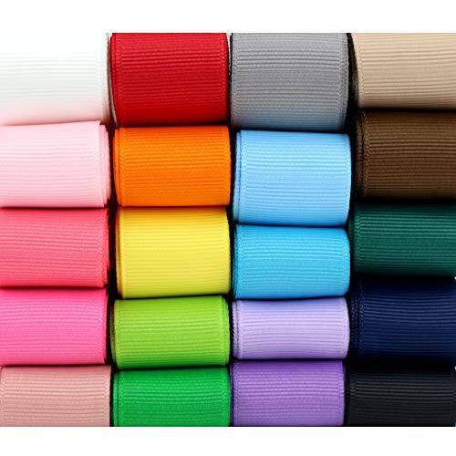 Grosgrain Ribbon 1 inch Ribbon 20 Solid Color Ribbon Assortment 1" X 2 ...
