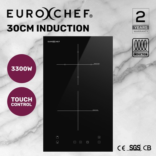 EUROCHEF 30cm 2 Zone Induction Cooktop 3300W Electric Touch Control ...