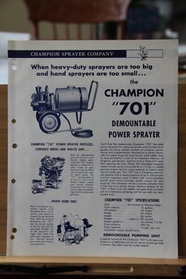 Brochure Farm 701 Champion Sprayer Company Detroit Michigan MI | eBay