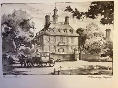 Day Lowry Etching of Colonial Williamsburg Governor's Palace | eBay