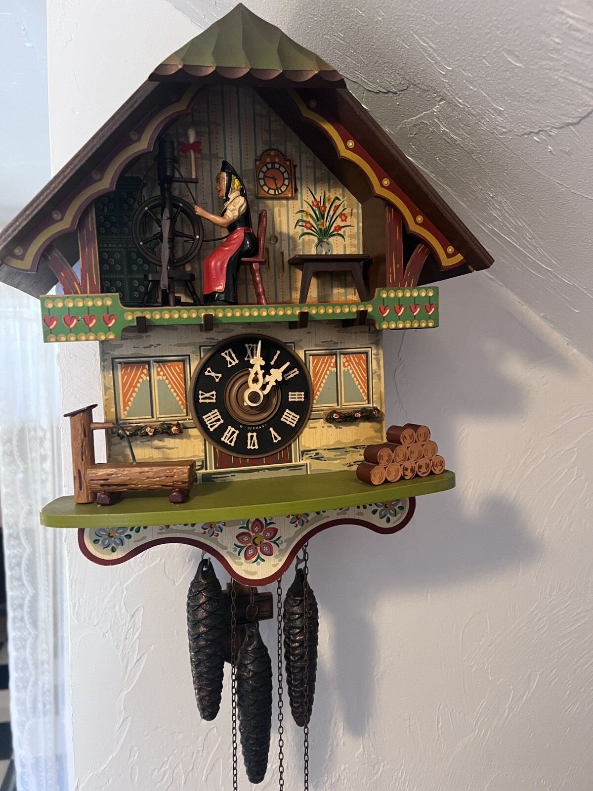 Vintage Cuckoo Clock - Spinning Wheel, West Germany E. Schmeckenbecher ...