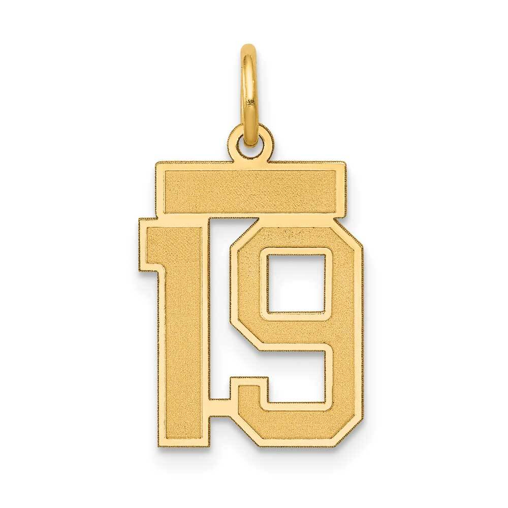 14K Gold Small Satin Number 19 Charm | eBay