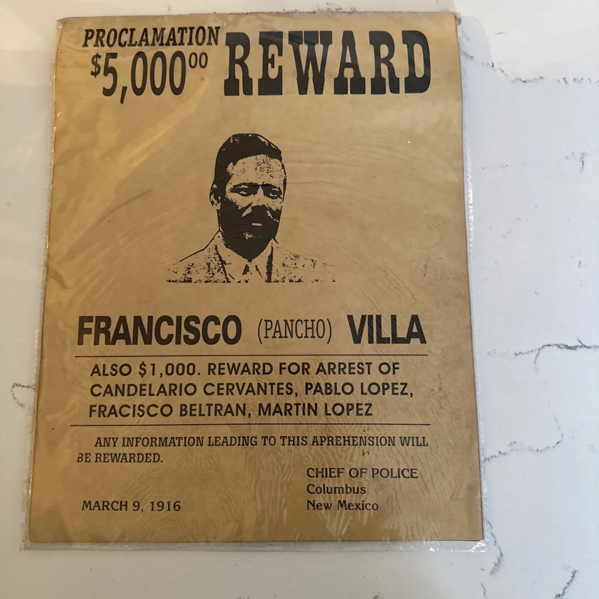 Pancho Villa Original Wanted Poster