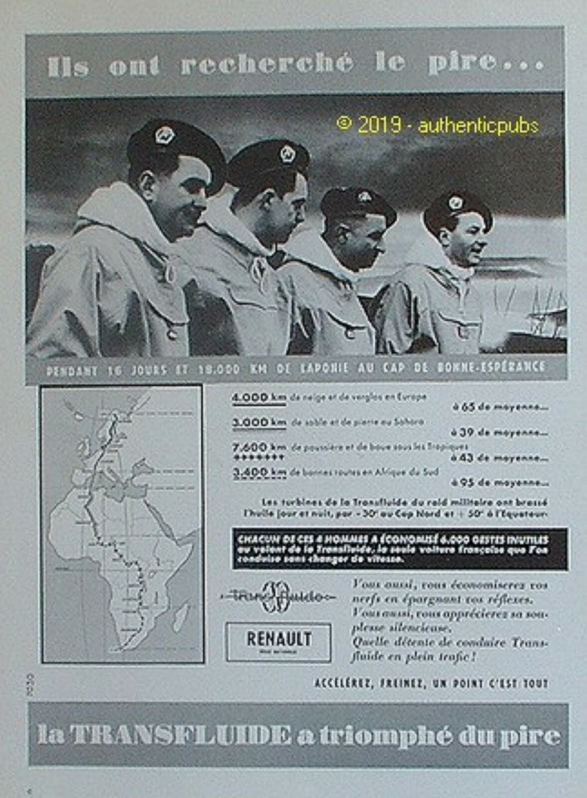 PUBLICITE RENAULT TRANSFLUIDE RAID MILITAIRE LAPONIE CAP BONNE ...
