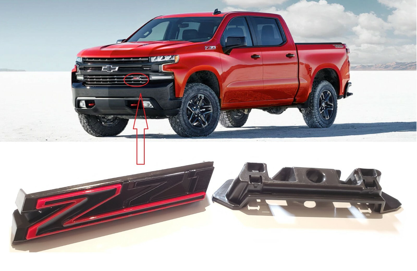 2019-2021 Chevrolet New Gen Silverado 1500 Z71 Grille Emblem | Gloss ...