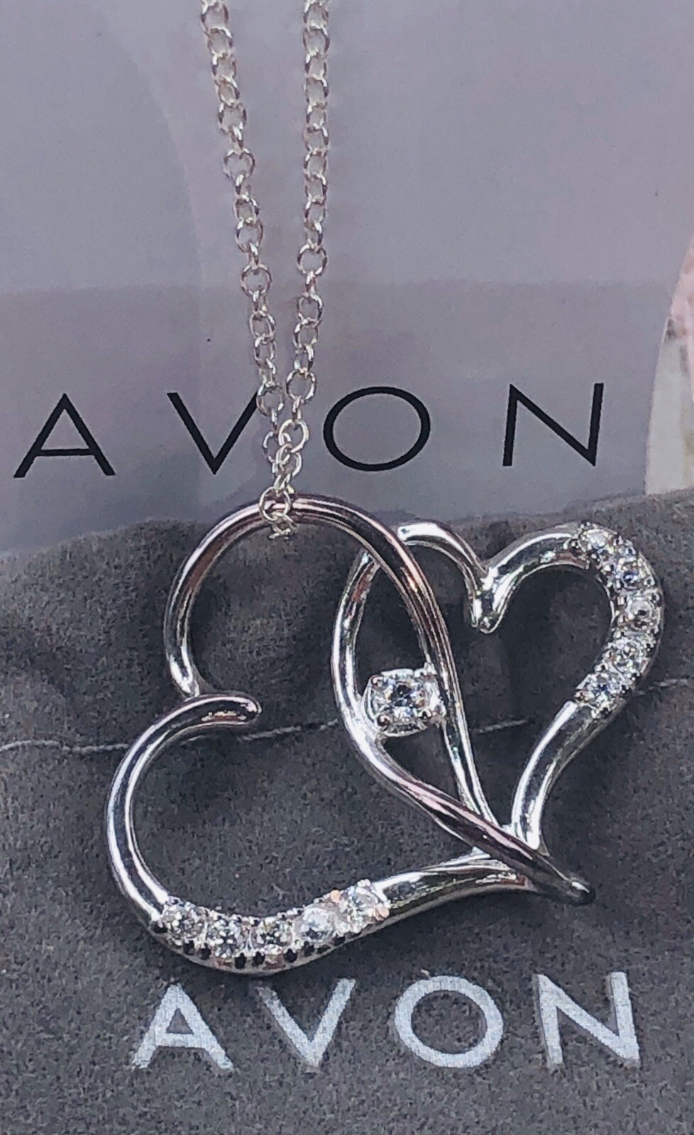 Avon Sterling Silver 925 RJ SIGNED Hearts Intertwined Necklace Pendant ...