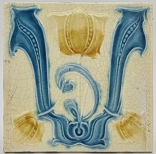 Antique Fireplace Tile Majolica Art Nouveau Tile Lea & Bolton 1906 AE1 ...