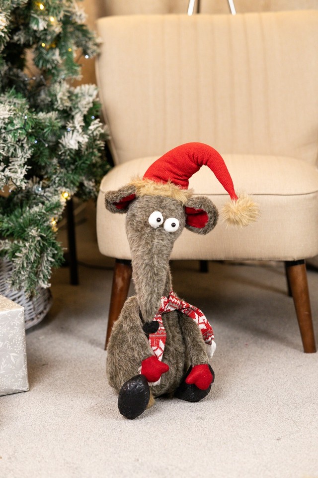 Christmas Rat Ornament Large Soft Plush Decoration Grey Standing ...