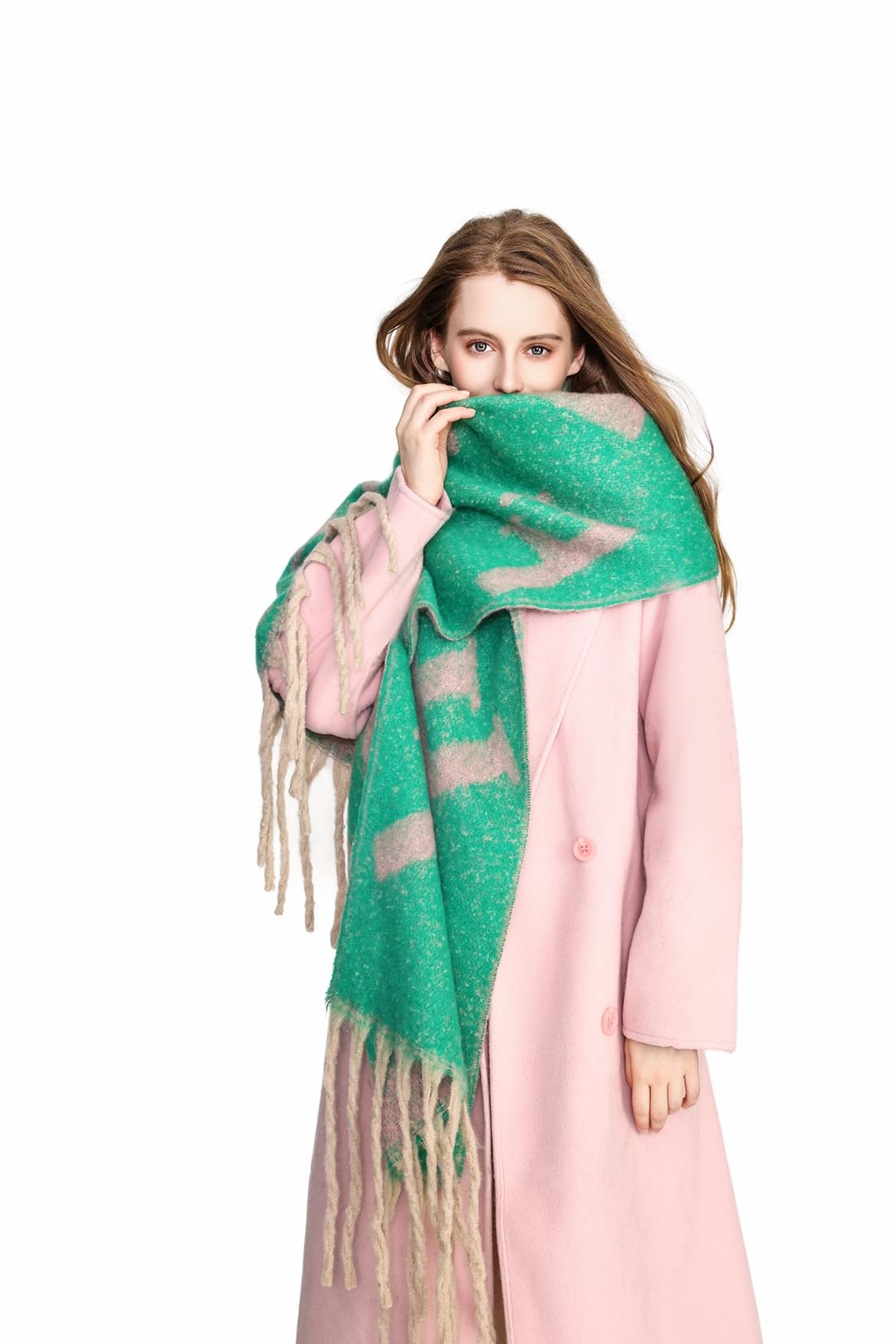 Women's Fashion Scarf F-font Double Sided Reversible Contrast Scarf for ...
