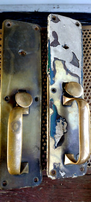 M ART DECO FRONT DOOR BRASS PLATE SARGENT LOCK SET DECO HANDLES | eBay