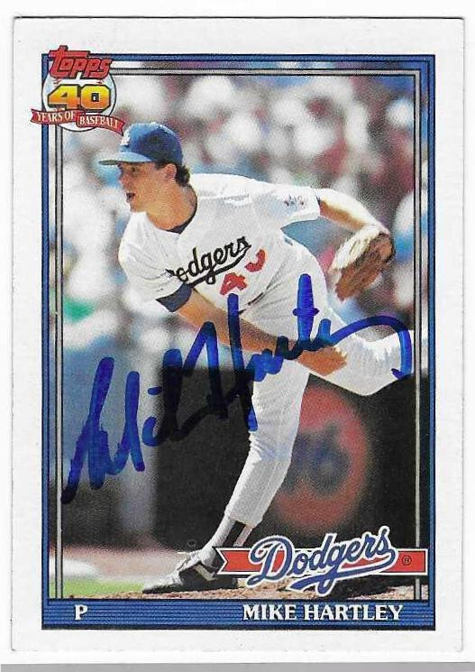 MIKE HARTLEY 1991 TOPPS AUTOGRAPHED SIGNED # 199 LOS ANGELES DODGERS | eBay