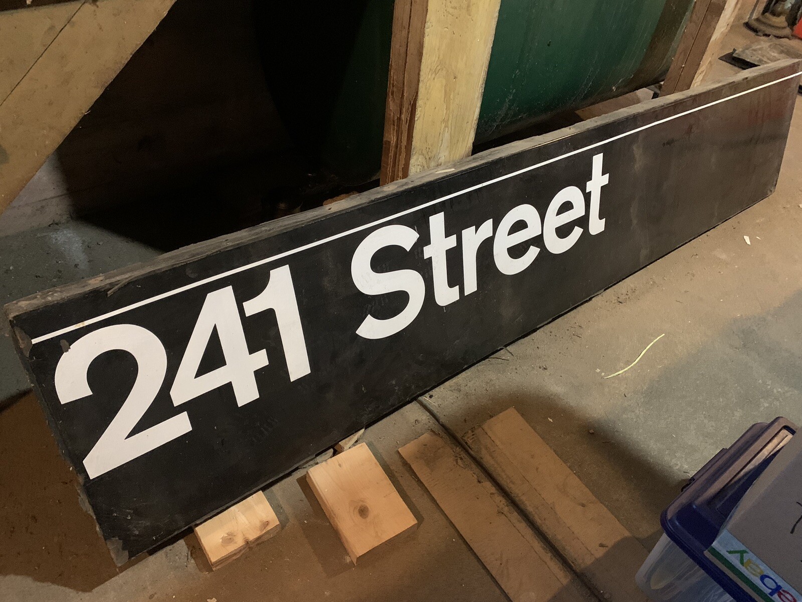 NY NYC SUBWAY STATION SIGN 241 STREET 99"X19"X3" BRONX I.R.T. WHITE ...
