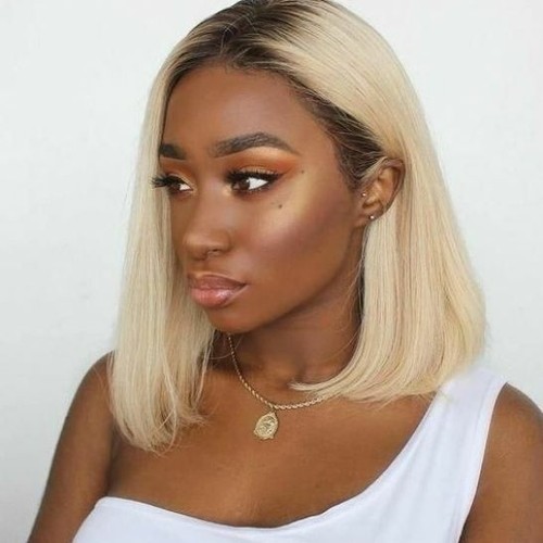 Short Bob Ombre Blonde Lace Front Wigs 100% Peruvian Human Hair Wigs ...