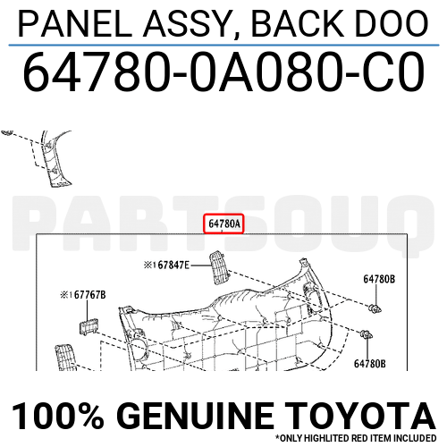 647800A080C0 Genuine Toyota PANEL ASSY, BACK DOO 64780-0A080-C0 | eBay