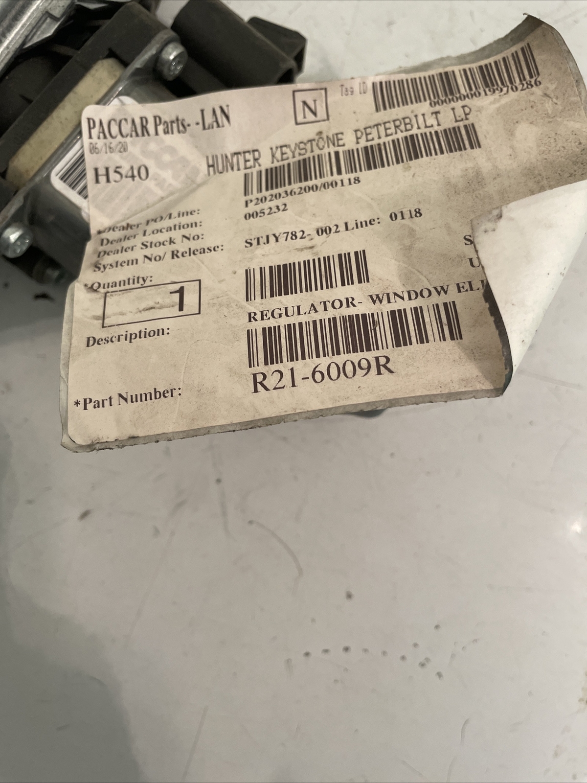 GENUINE PETERBILT R21-6009R WINDOW REGULATOR ELEC RIGHT HAND NEW OEM | eBay