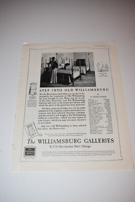 Vintage 1937 Williamsburg Galleries Ad. House & Garden Magazine | eBay