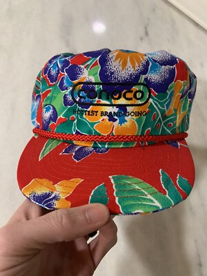 Vintage Conoco Hawaiian Embroidered Patch Snapback Trucker Rope Hat ...