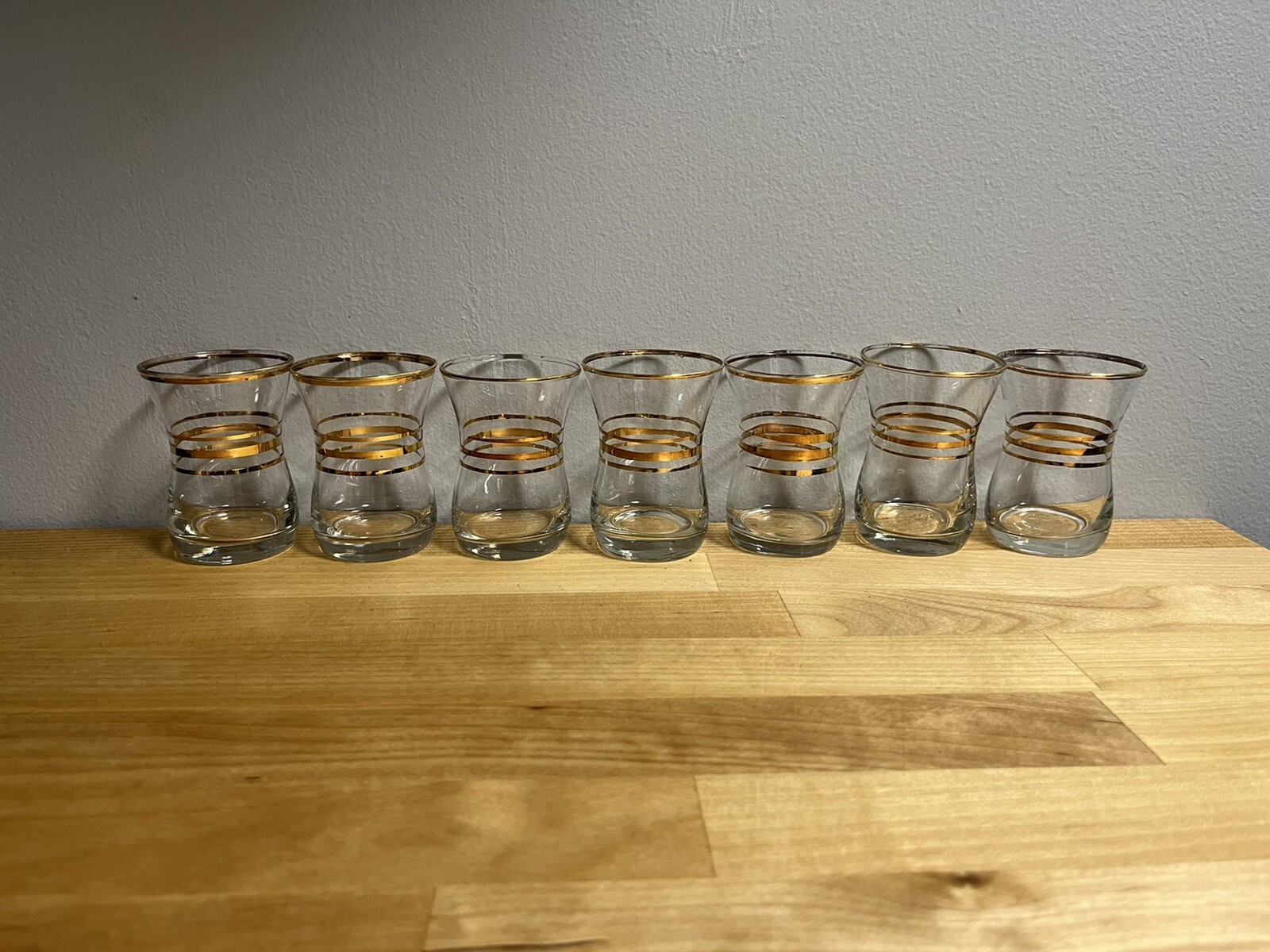 Vintage 4 oz Glasses Gold Double Rim 3” Tall - Set of 7 | eBay